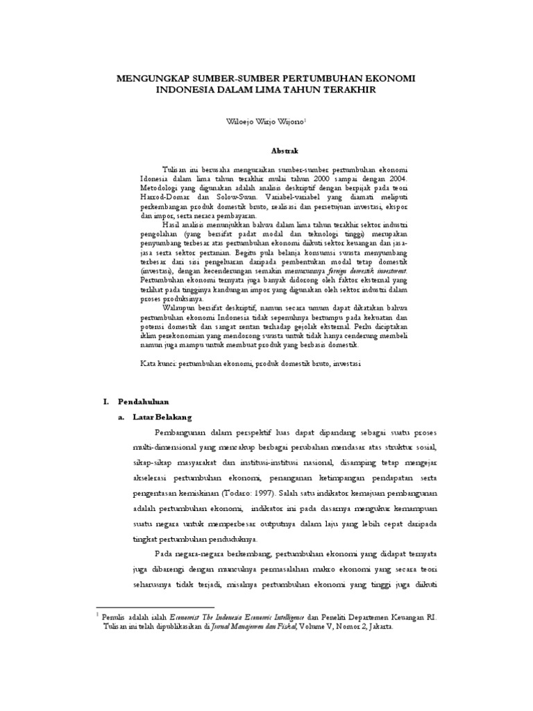 Kesimpulan Pertumbuhan Ekonomi - Perumperindo.co.id