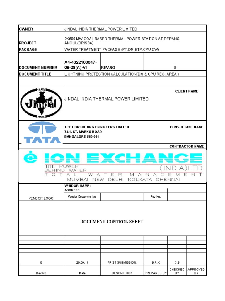 Jitpl Lightning Protection Cal.-Dm 20.09.11 | PDF | Area | Lightning