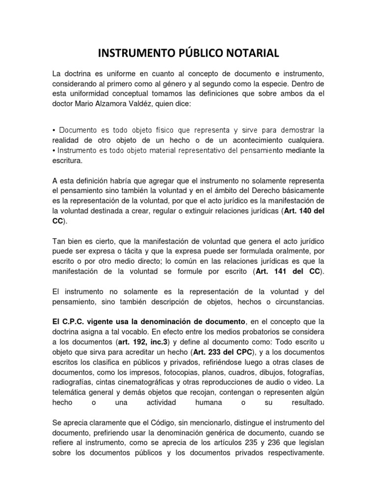 Instrumento Público Notarial | PDF | Ley común | Derecho Civil (Common Law)