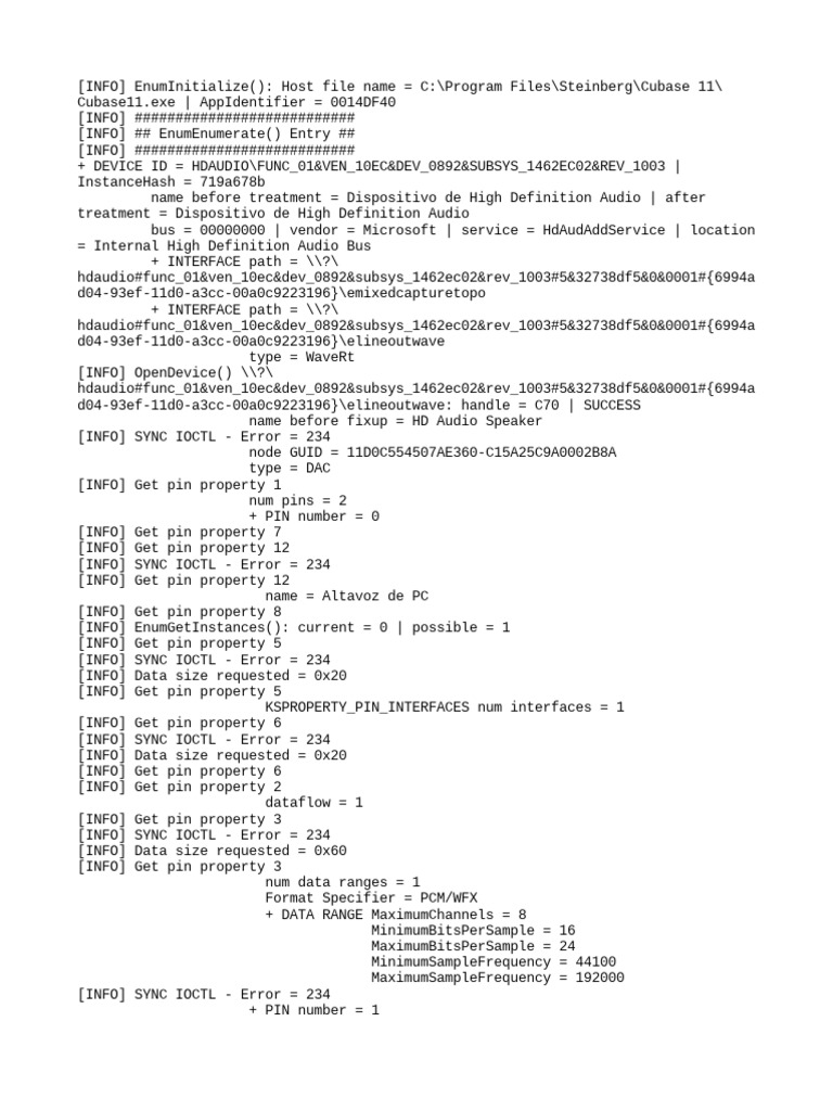 ASIO4ALL Debug Log | PDF | Computer Science | Computer Architecture