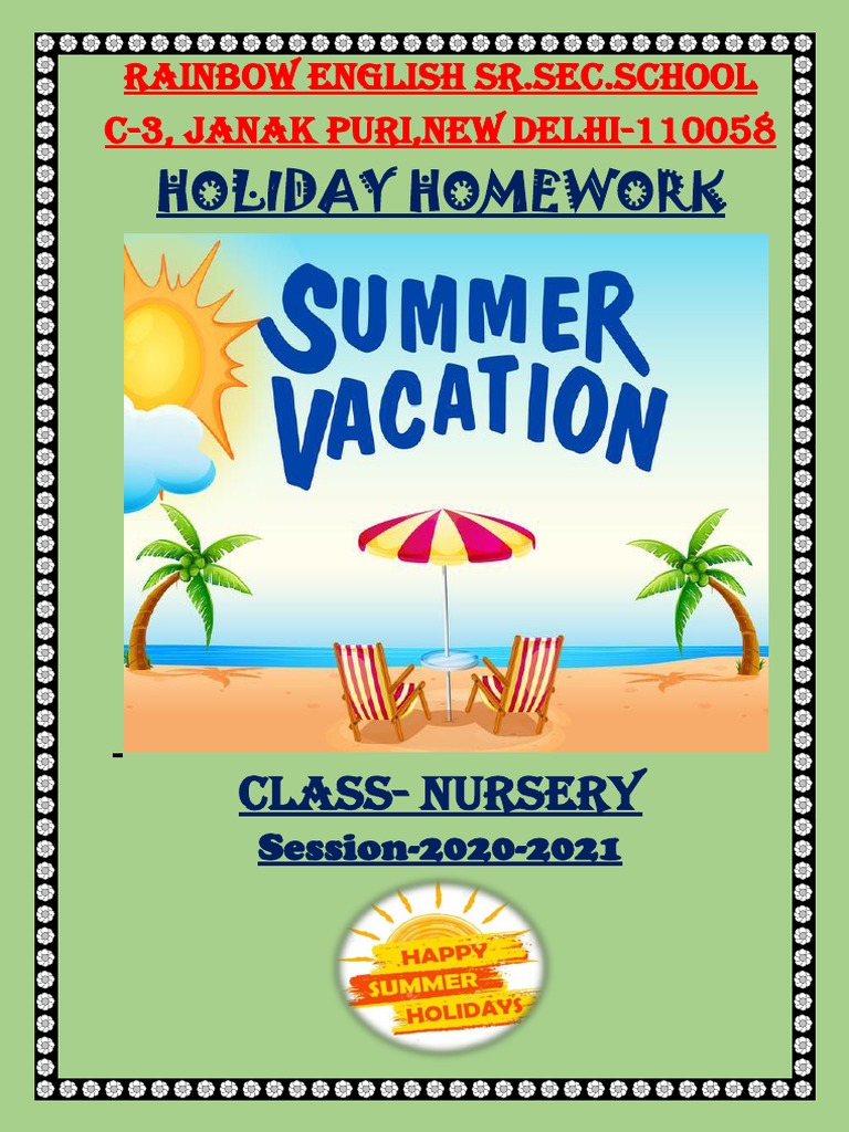 Holiday Homework: Rainbow English SR - Sec.school c-3, Janak Puri, New ...