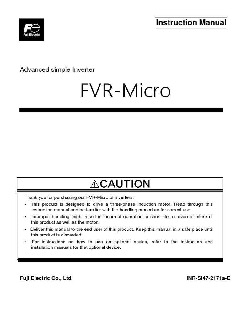 FVR Micro Instruction Manual Inr Si47 2171a FVR As1s Manual Full ...