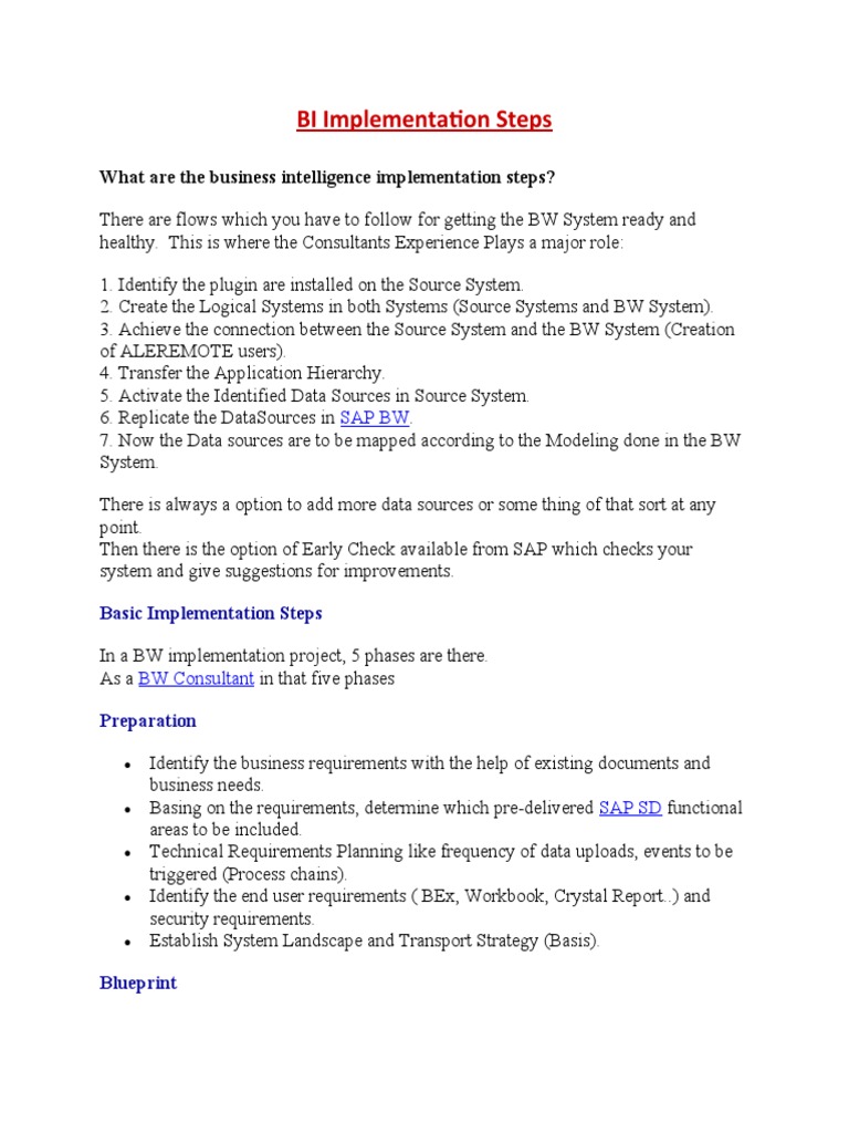 BI Implementation Steps | PDF | Databases | System