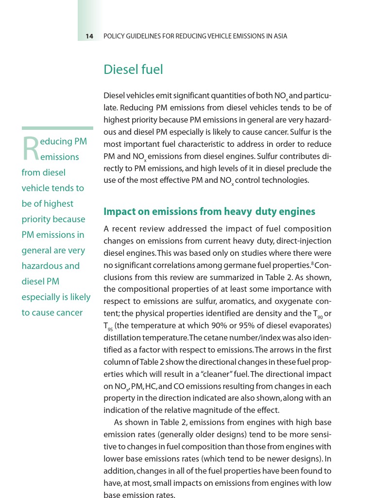 Diesel Fuel: Impact On Emissions From Heavy Duty Engines | PDF | Diesel ...