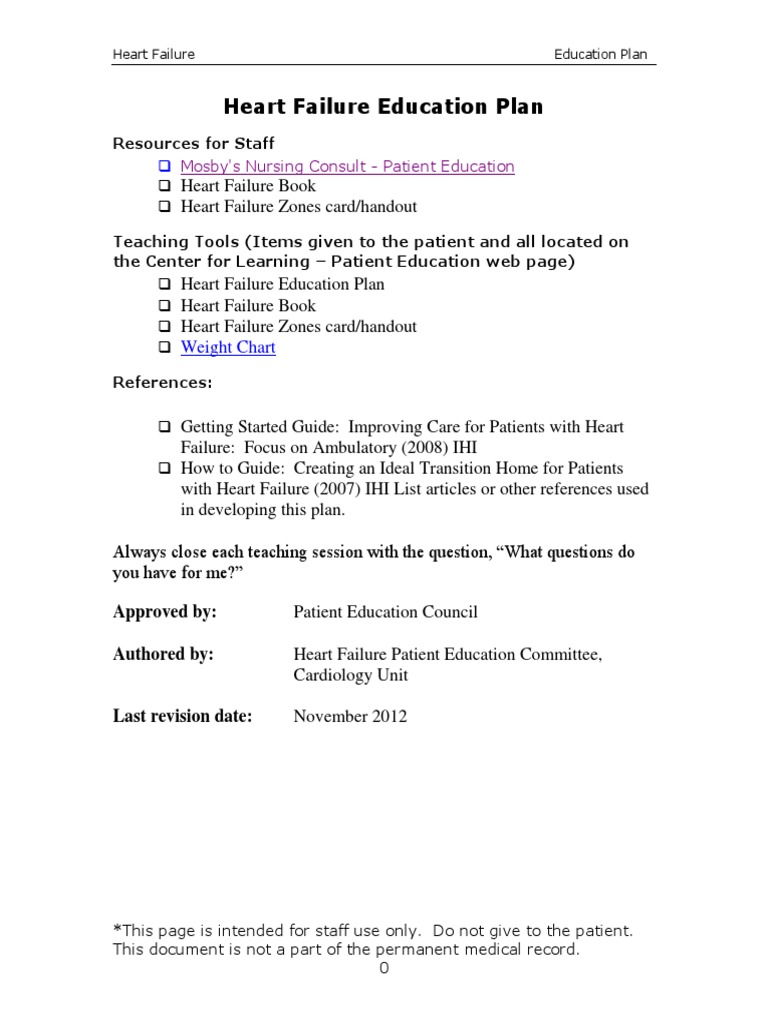 Heart Failure Education Plan Weight Chart Pdf Heart Heart Failure