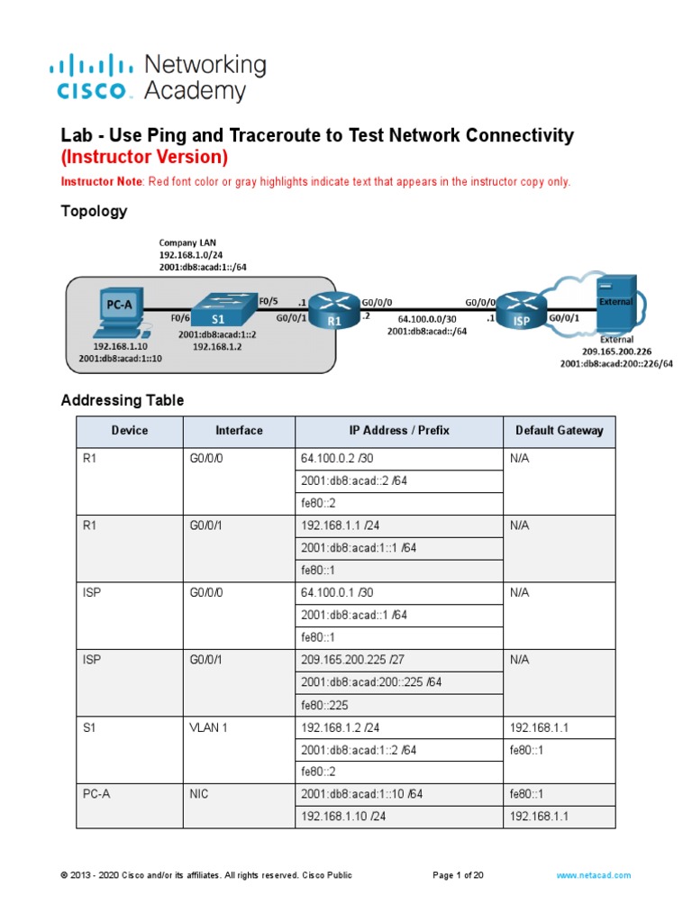 13 3 2 Lab Use Ping And Traceroute To Test Network Connectivity Ilm