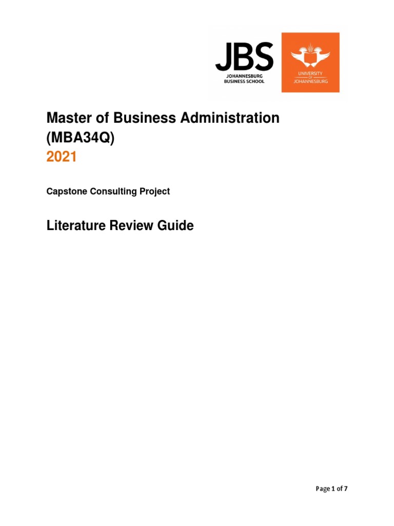 Capstone Consulting Literature Review Guide | PDF | Benchmarking ...