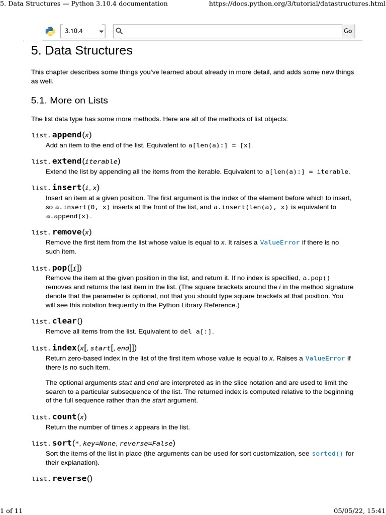 Data Structures Python 3104 Documentation Pdf Queue Abstract Data Type Computing