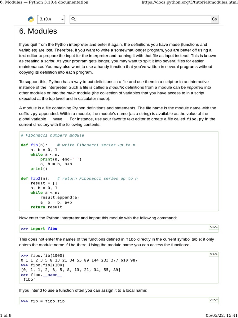 Modules - Python 3.10.4 Documentation | PDF | Python (Programming ...