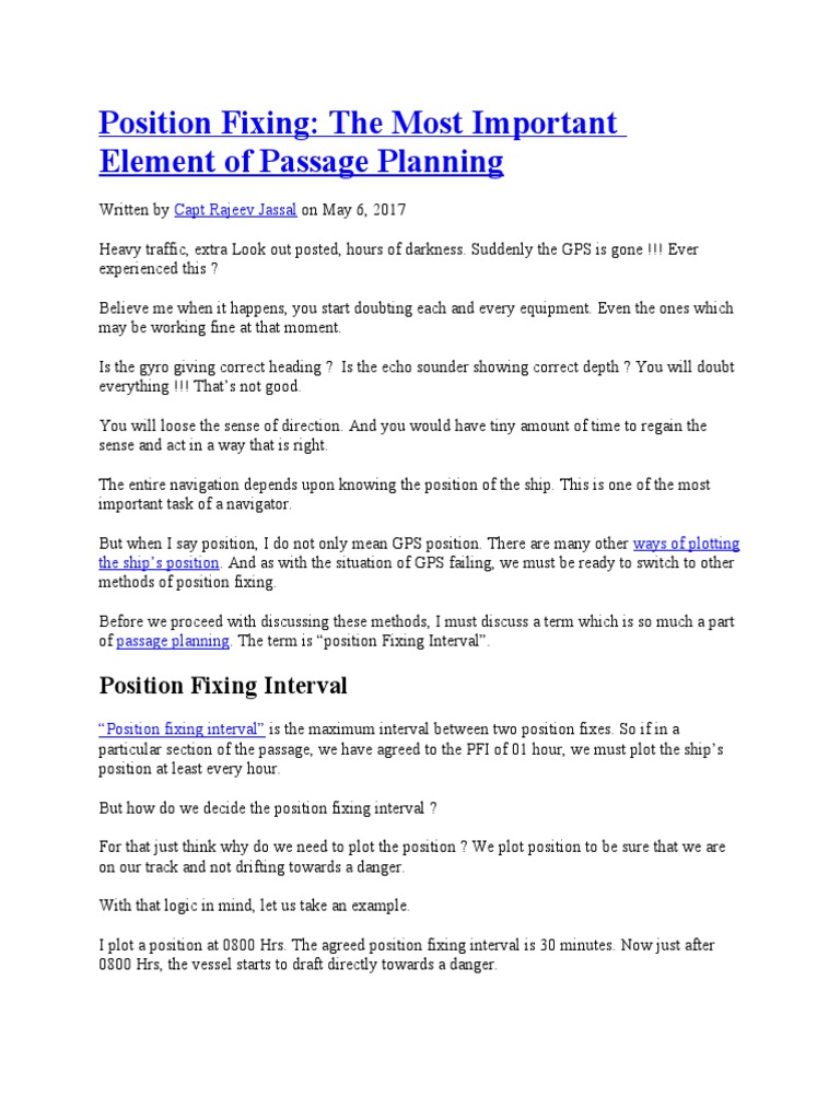 Position Fixing The Most Important Element of Passage Planning ...
