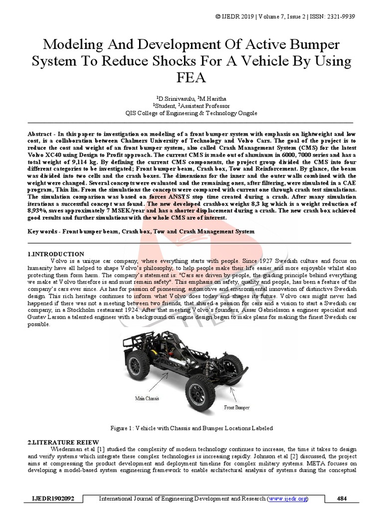Modeling and Development of Active Bumper System To Reduce Shocks For A ...