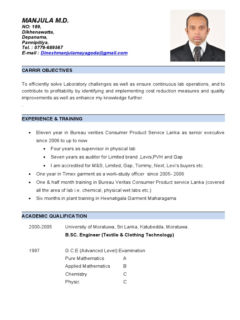 Manjula CV | PDF | Clothing | Laboratories