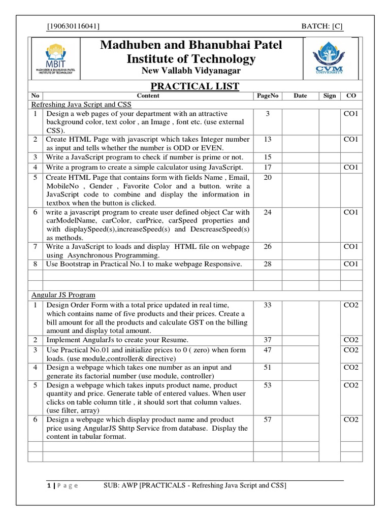 AWP Lab Manual | PDF