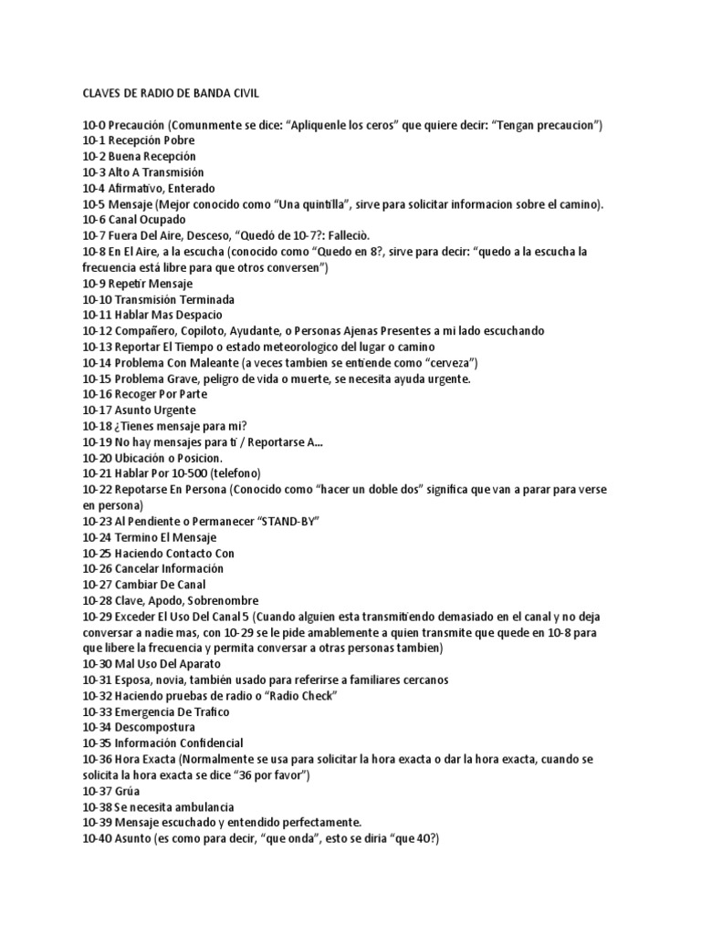 Claves de Radio de Banda Civil | PDF | Tecnología de información y ...