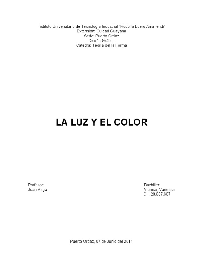 Luz y Color: Teoría y Espectro Visual | PDF | Color | Cian