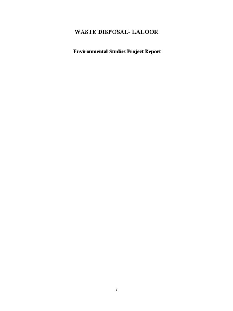 Waste Disposal-Laloor: Environmental Studies Project Report | PDF ...