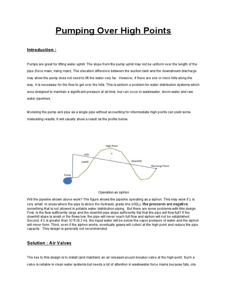 Pumping Over High Points: The Pressures Are Negative | PDF | Pump | Water