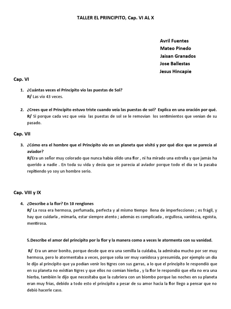 El Principito Taller Vi Al X | PDF | El Principito