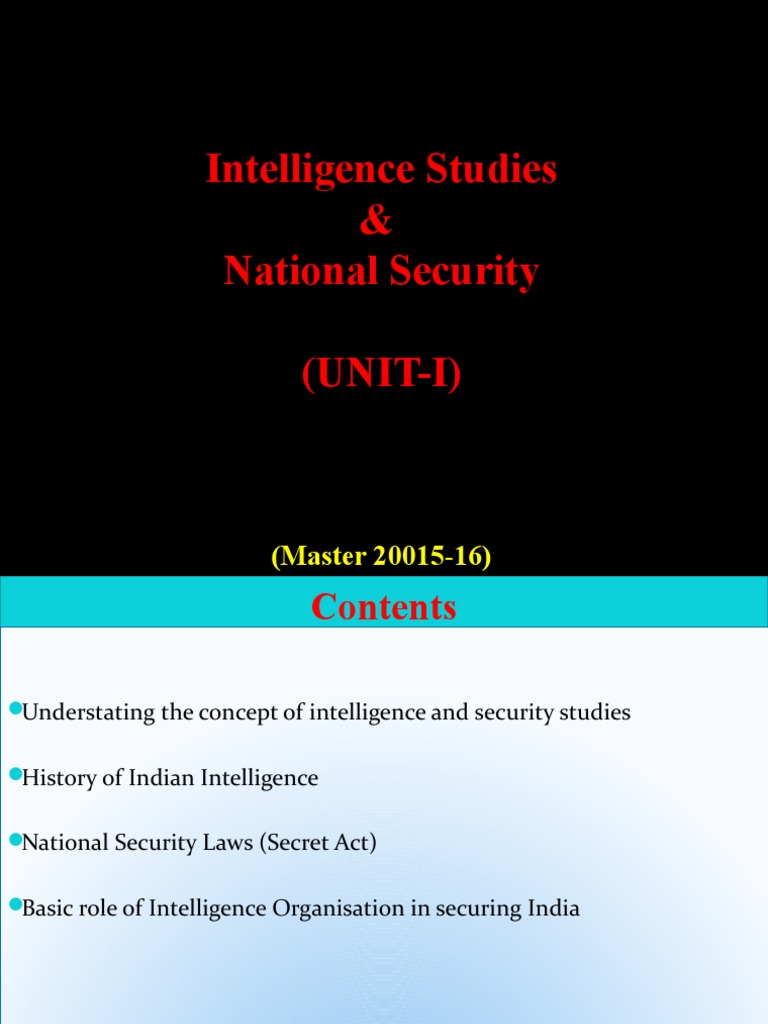Intelligence Studies and National Security | PDF | Espionage ...
