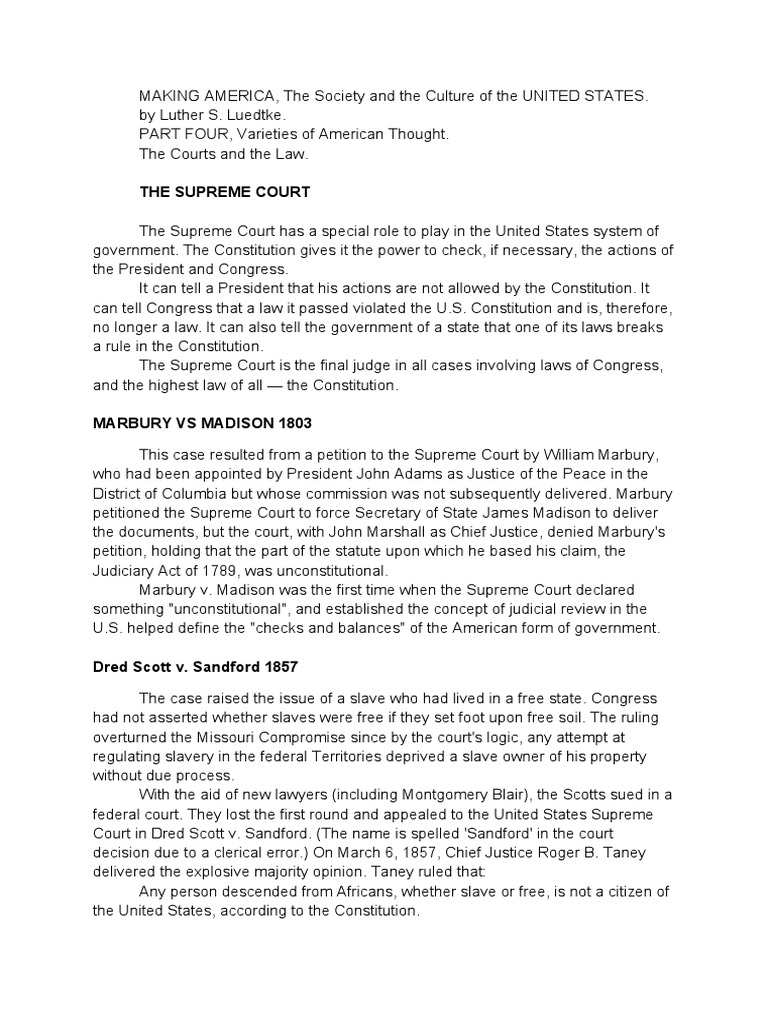 Supreme Court's Landmark Cases | PDF | Supreme Court Of The United ...