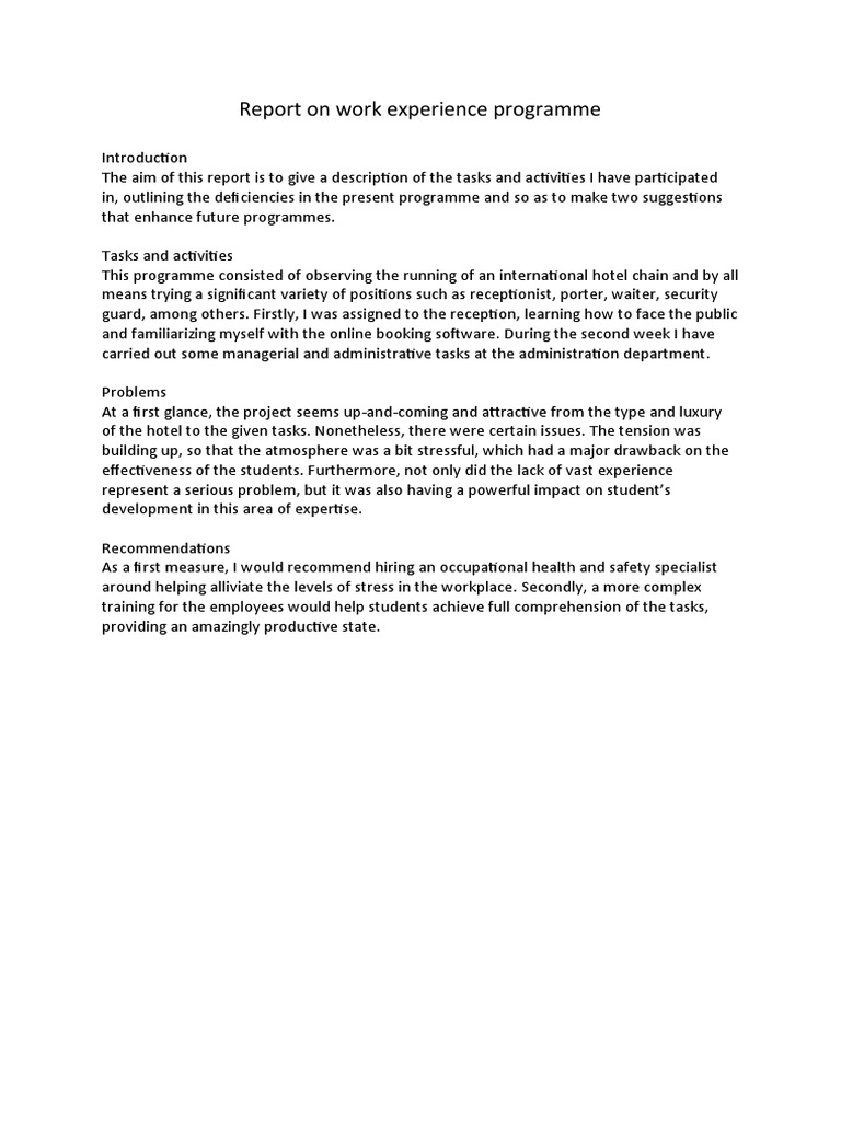 Enhancing Hotel Work Experience Programs | PDF | Career & Growth
