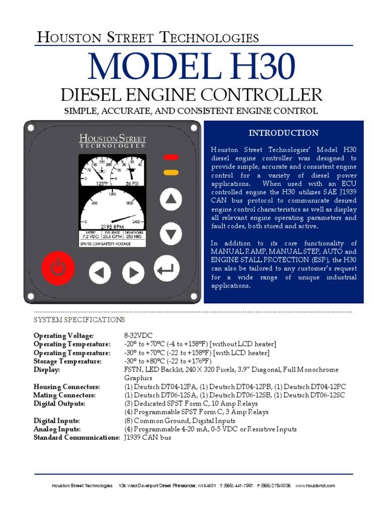 Model H30: Diesel Engine Controller | PDF | Relay | Amplifier