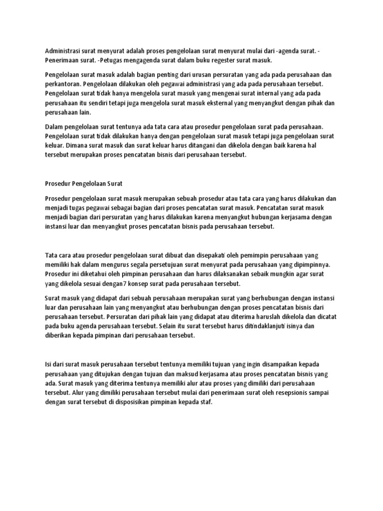 Administrasi Surat Menyurat Adalah Proses Pengelolaan Surat Menyurat ...