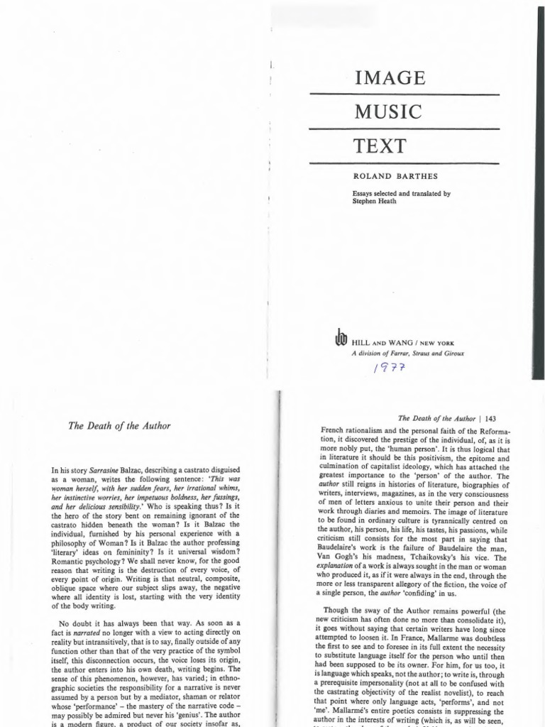 The Death of The Author - Text | PDF | Author