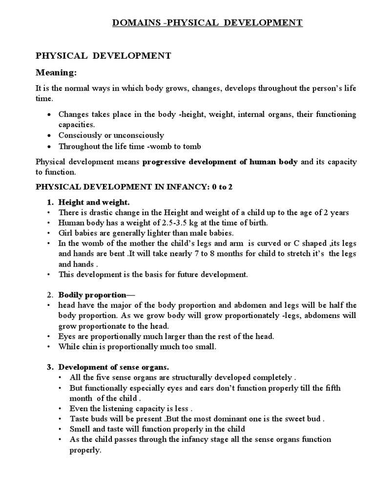 7 Unit 1 Physical Development | PDF | Bone | Brain