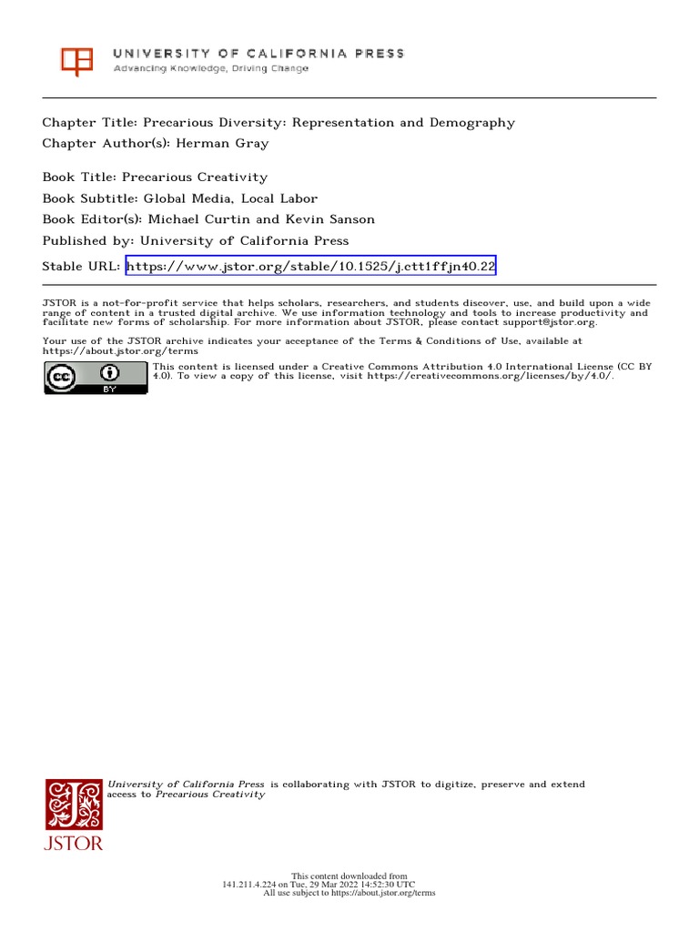 Herman Gray - Precarious Diversity: Representation and Demography | PDF ...