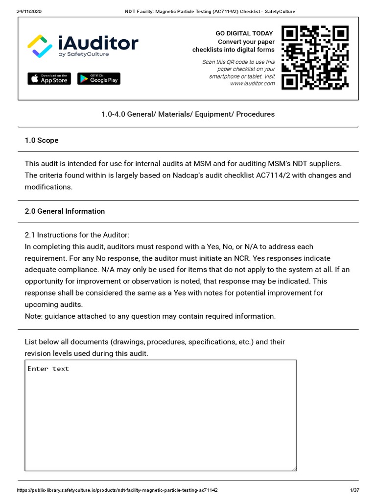 Magnetic Particle Testing NDT Checklist | PDF | Business