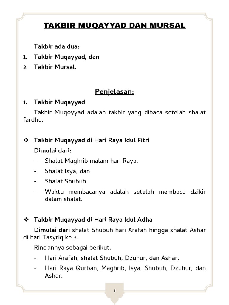 Takbir Muqayyad Dan Mursal | PDF