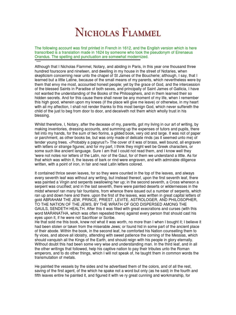 Nicholas Flammel | PDF | Catholic Church | Grace In Christianity
