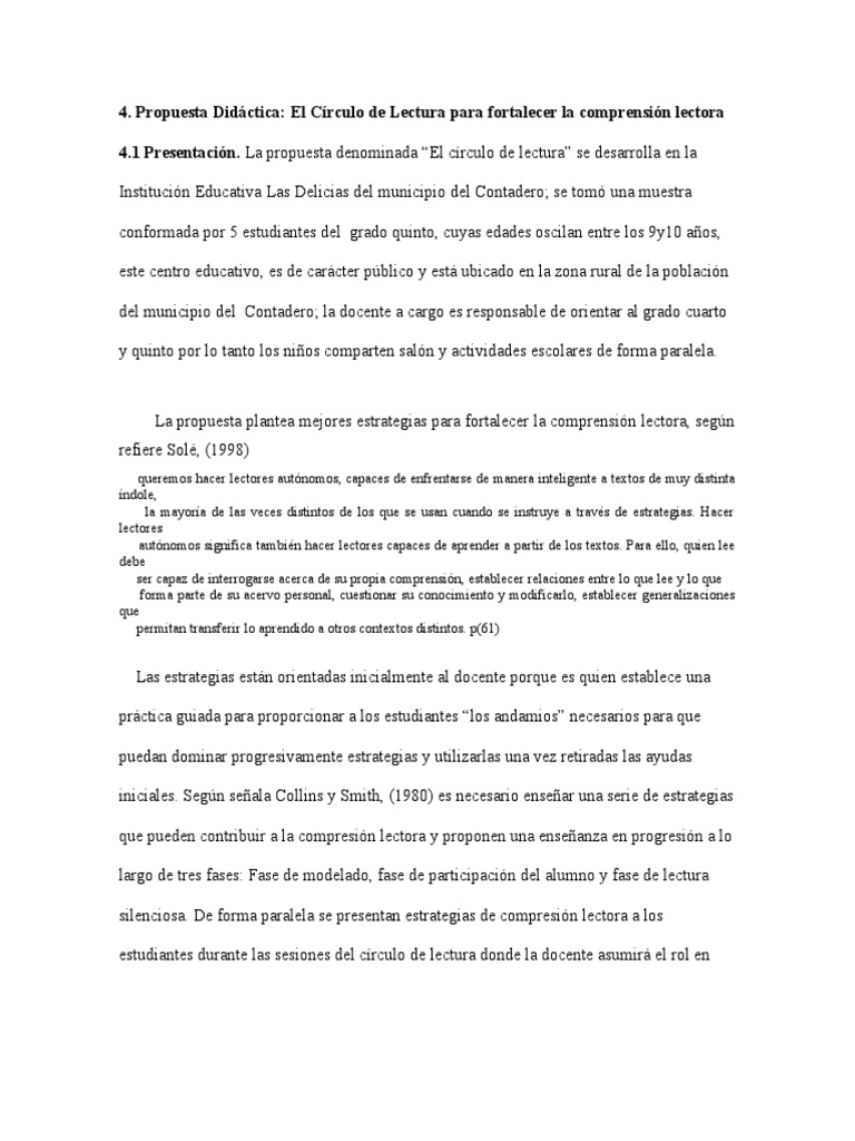 Propuesta de El Círculo de Lectura | PDF | Comprensión lectora ...