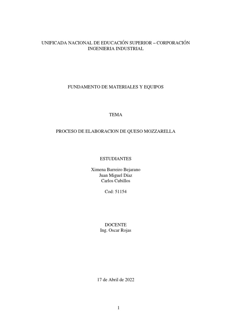 Aca 2 2da Entrega Materiales | PDF | Queso | Leche