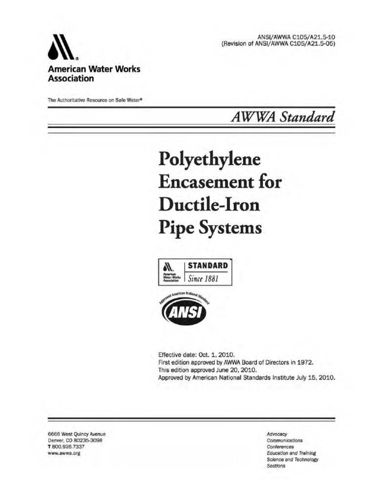 Awwa C105-10 Ansi A21.5-10 | PDF | Ph | Pipe (Fluid Conveyance)