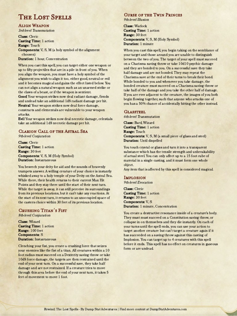 The Lost Spells: Align Weapon Curse of The Twin Princes | PDF