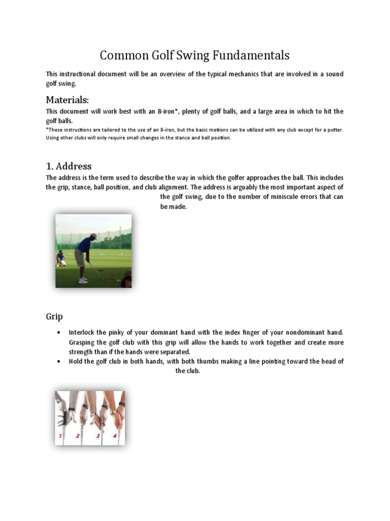 Golf Swing Instructions Accepted Pdf Hand Individual Sports