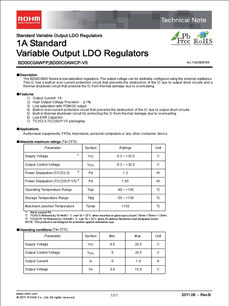 Standard Variable Output LDO Regulators | PDF | Capacitor | Power Supply