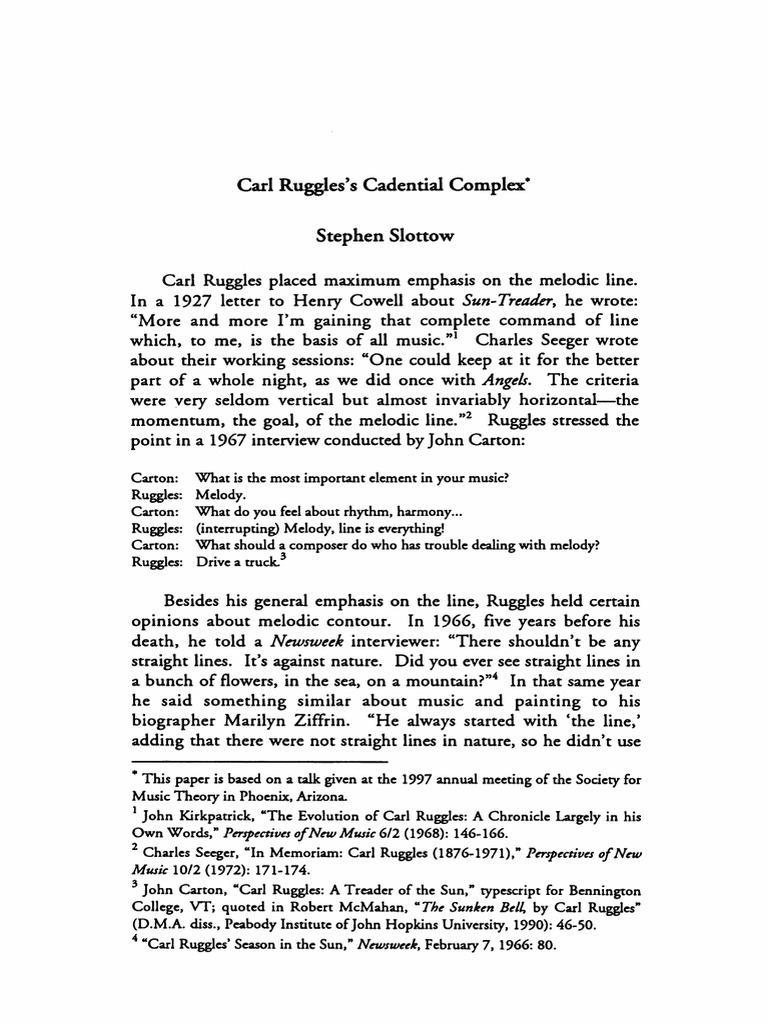 Carl Ruggles's Cadential Complex | PDF | Interval (Music) | Scale (Music)