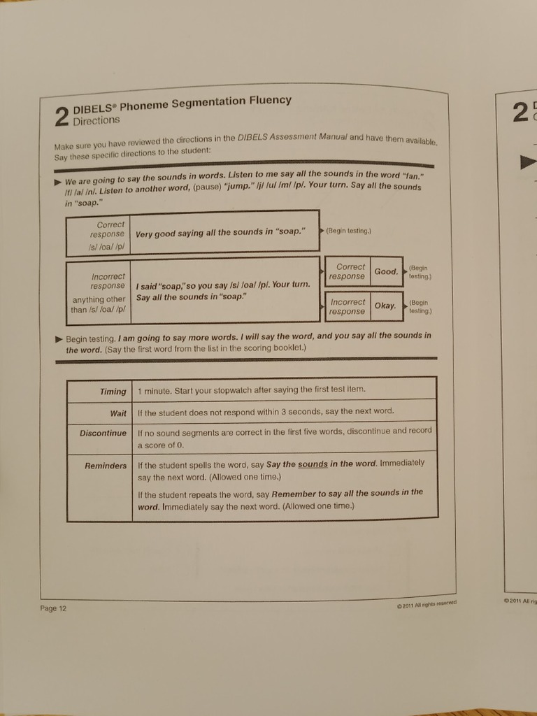 Dibels Phoneme Segmentation Fluency | PDF