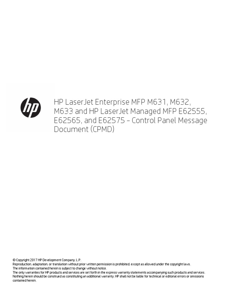 HP LaserJet Enterprise MFP M631, M632, M633 and HP LaserJet Managed MFP ...