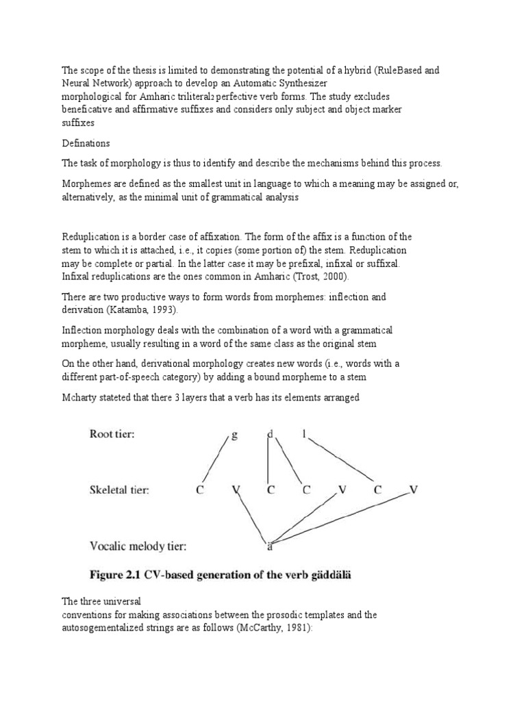 Morphological Analyzer For Amharic Language Using Rule Based and Neural Network | PDF ...
