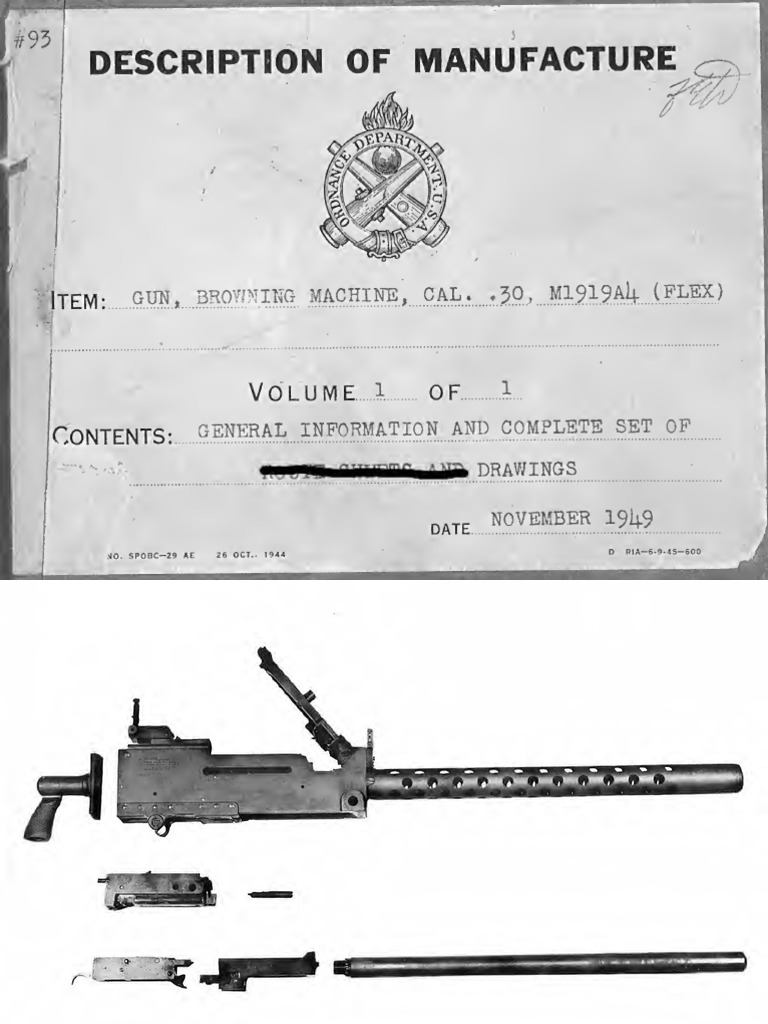 Browning M1919A4 Machine Gun.30 Caliber, Complete Set of Ordnance ...