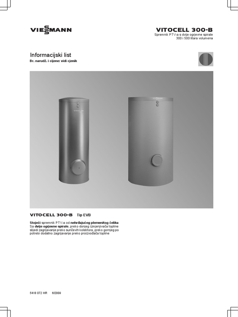 Vitocell 300 B PTV 2009 | PDF