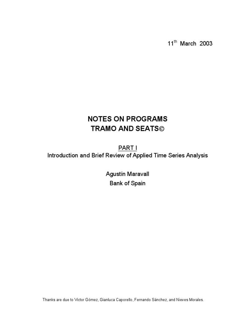 Time Series Analysis with TRAMO and SEATS | PDF | Stationary Process ...