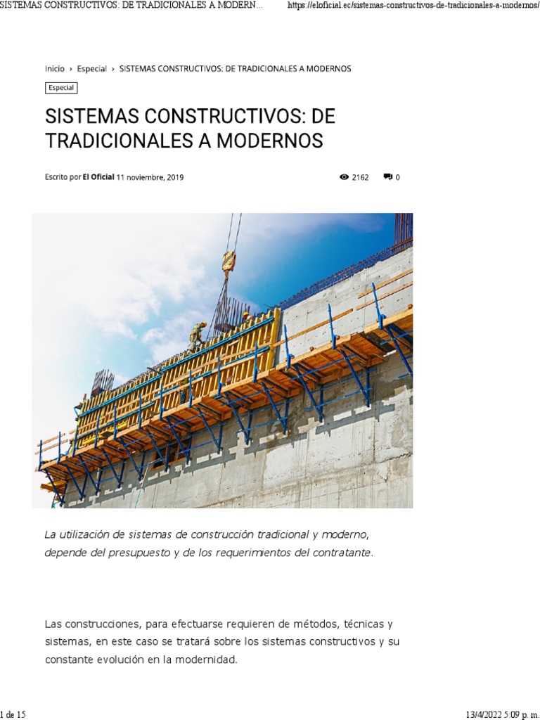 Sistemas Constructivos De Tradicionales A Modernos Pdf Hormigón 4381