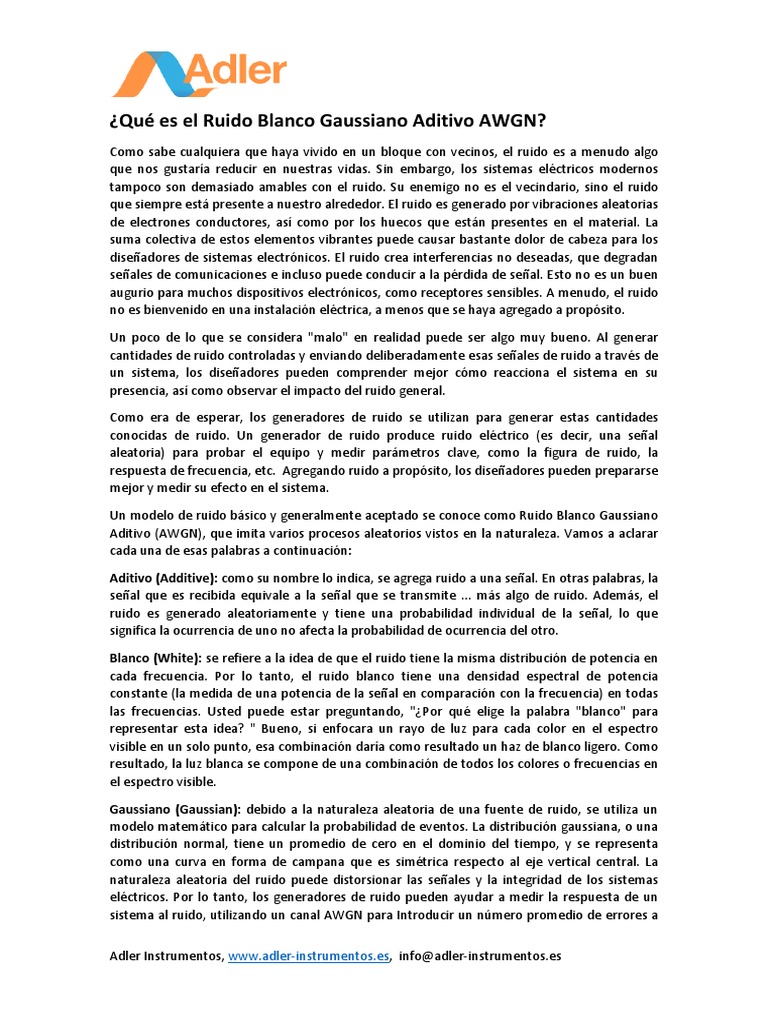 Qué Es AWGN Ruido Blanco Gaussiano Aditivo | PDF | Distribución normal ...