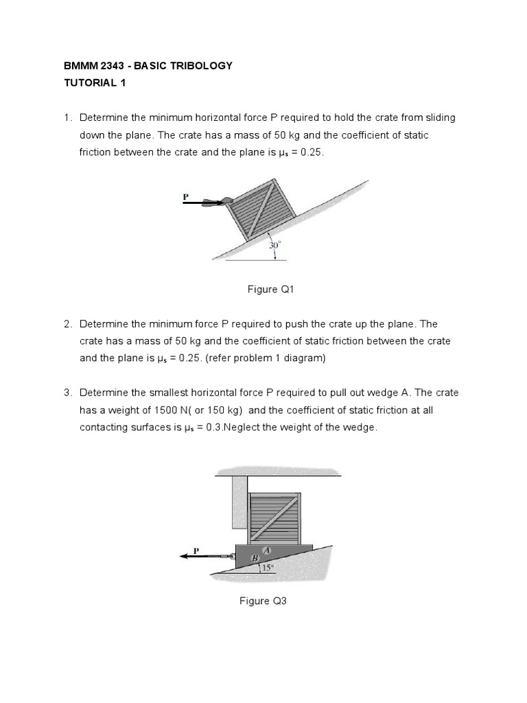 Tutorial 1 - Dry Friction | PDF | Science & Mathematics