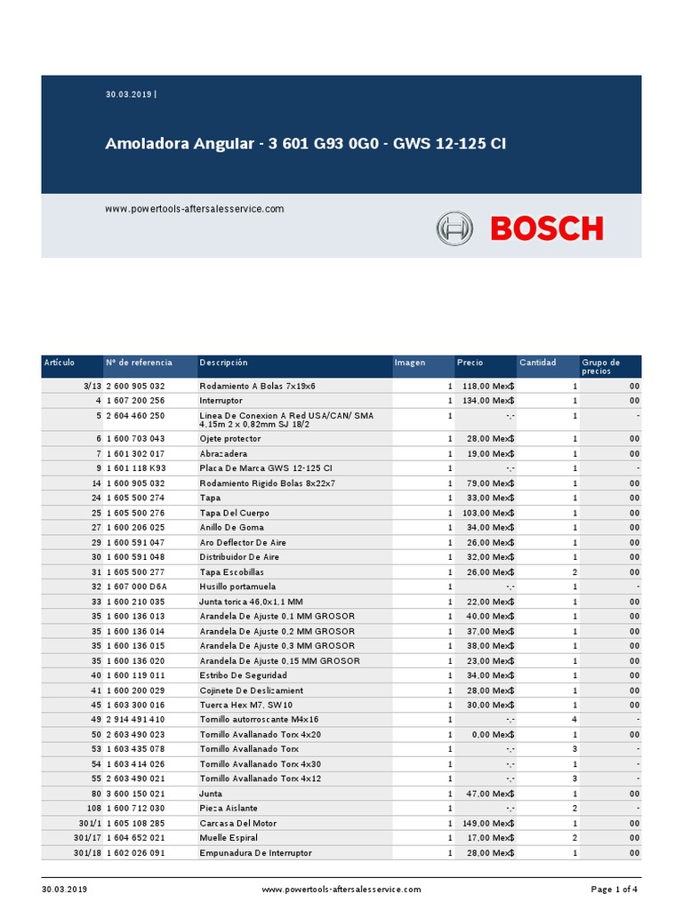 Despiece GWS 12-125 Ci | PDF | Física Aplicada e Interdisciplinaria ...